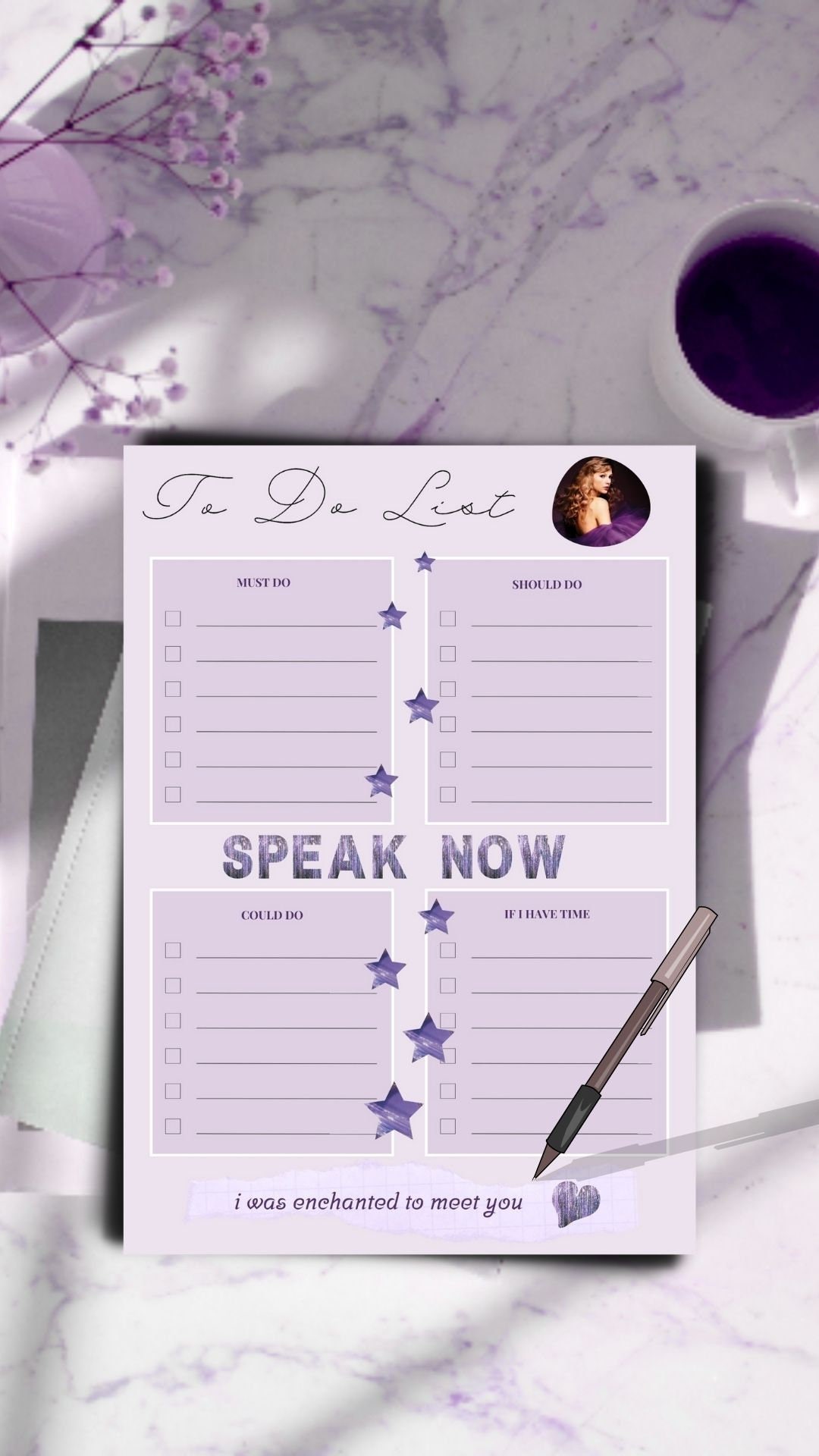 Taylor Swift Speak Now taylor's Version Daily to Do List printable ...
