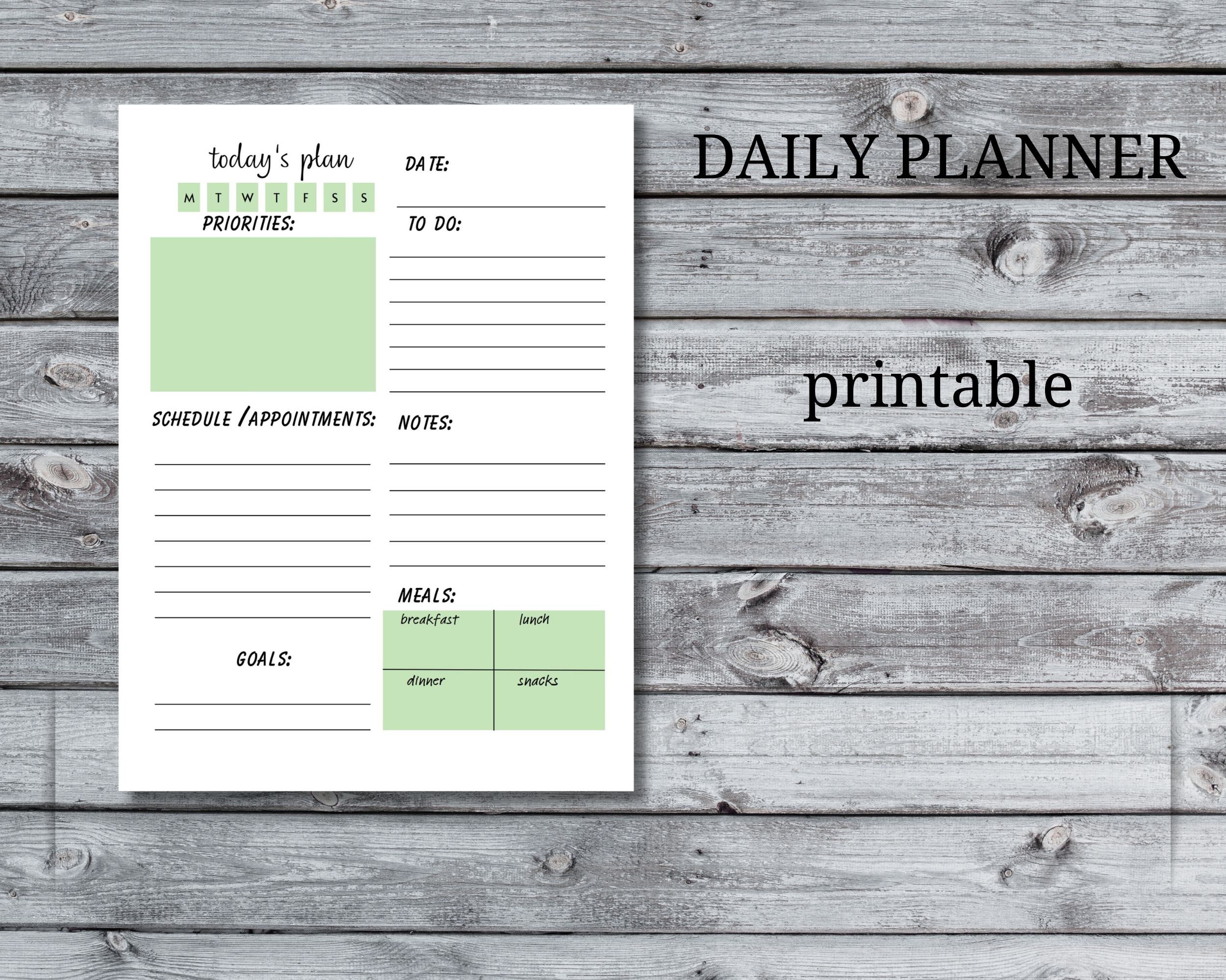 Daily Planner Printable, Work Day Schedule, Minimalistic Daily-to-to ...