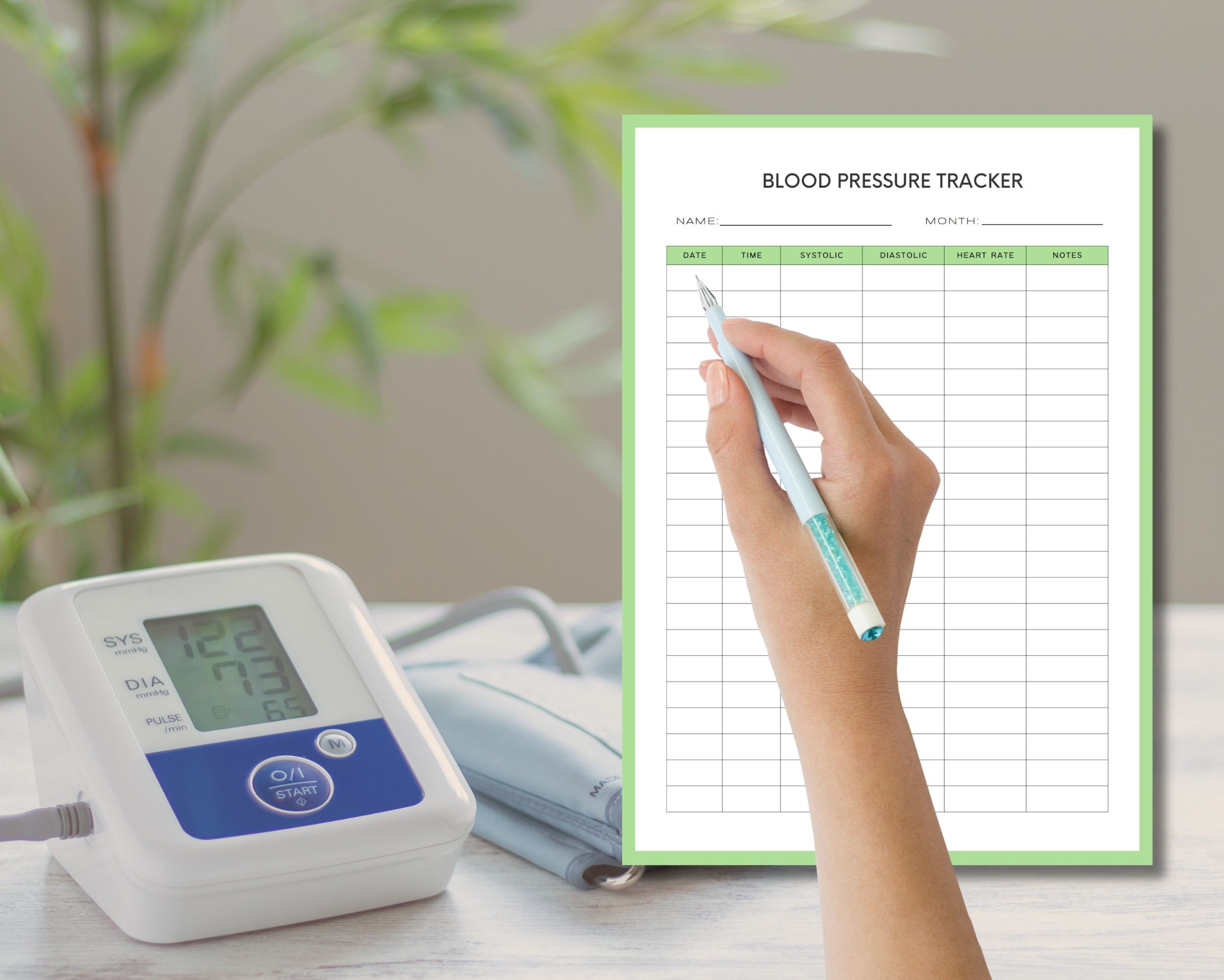 Blood Pressure Log Printable, High Blood Pressure Tracker, Health ...