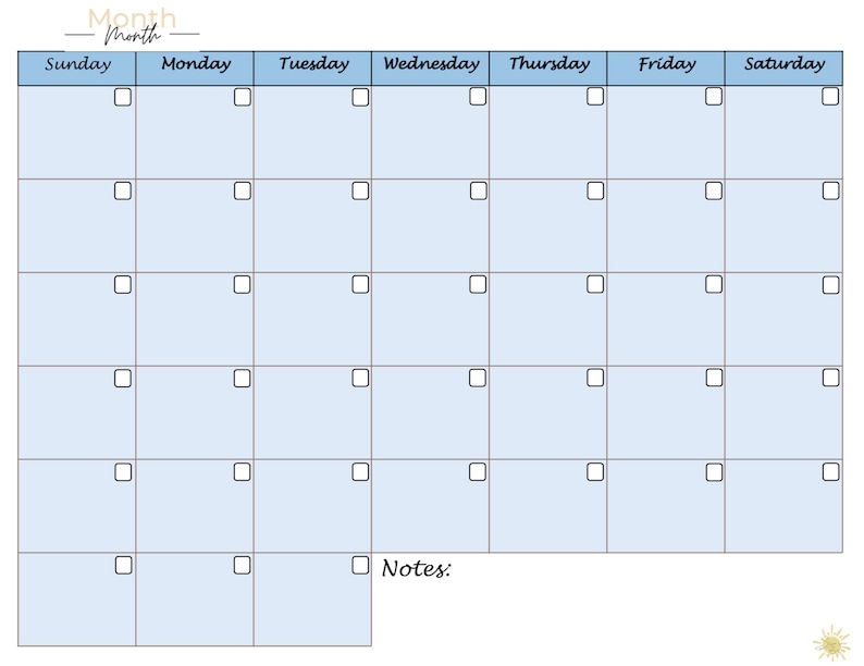 Monthly Calendar Planners, Printable Monthly Calendar With 6 Different ...