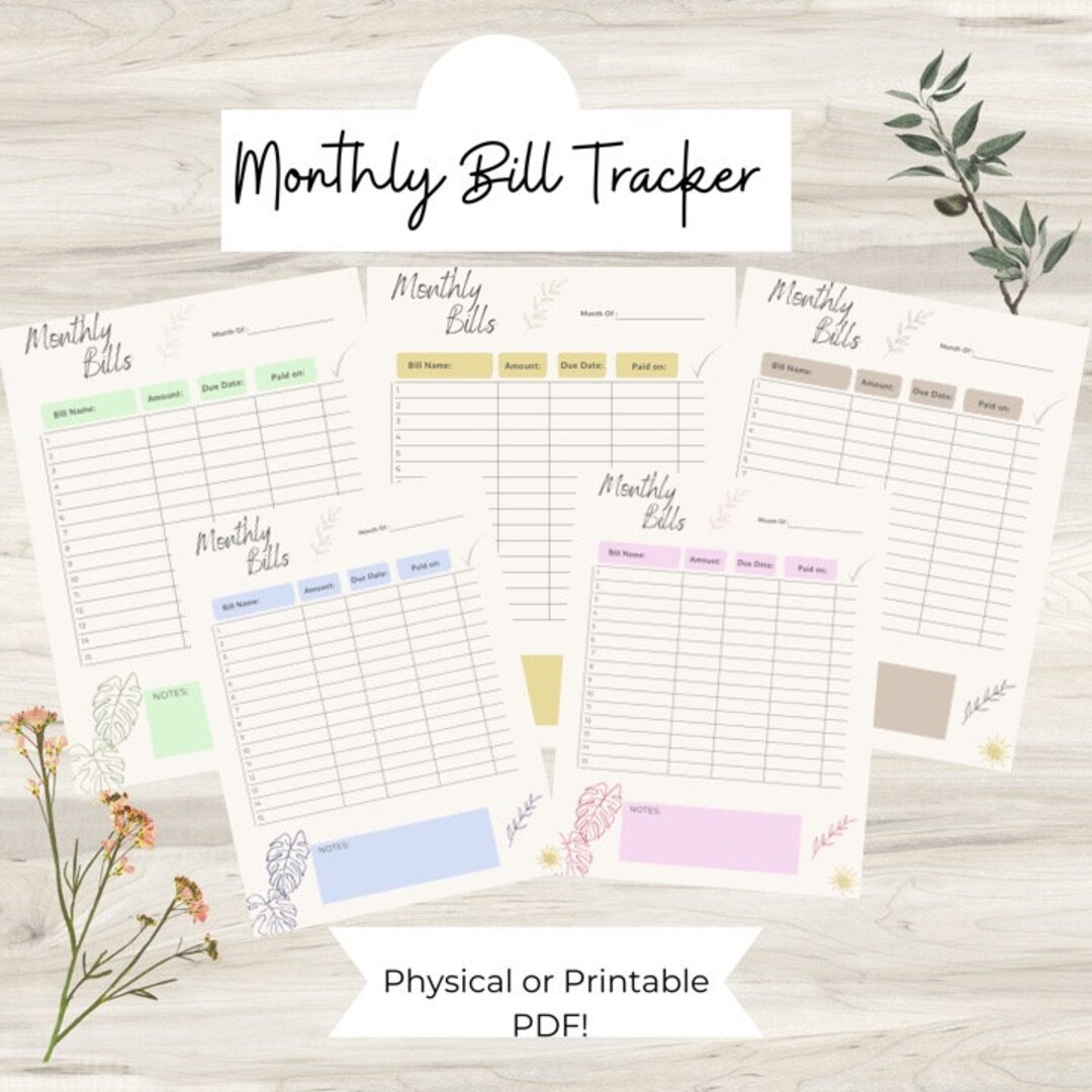 Monthly Bill Tracker Bundle! (printable) - Etsy