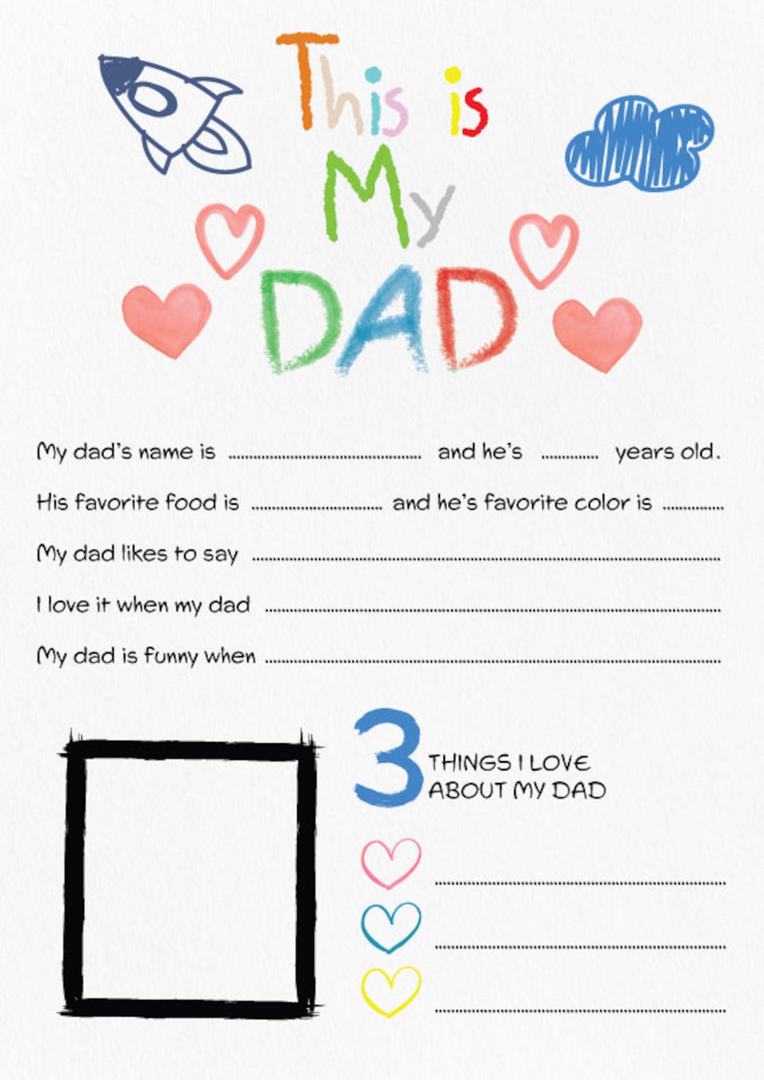 Father's Day All About My Dad Printable Gift Card - Etsy