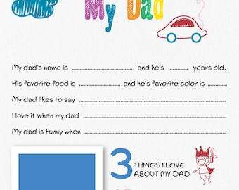 Father's Day All About My Dad Printable Gift Card - Etsy