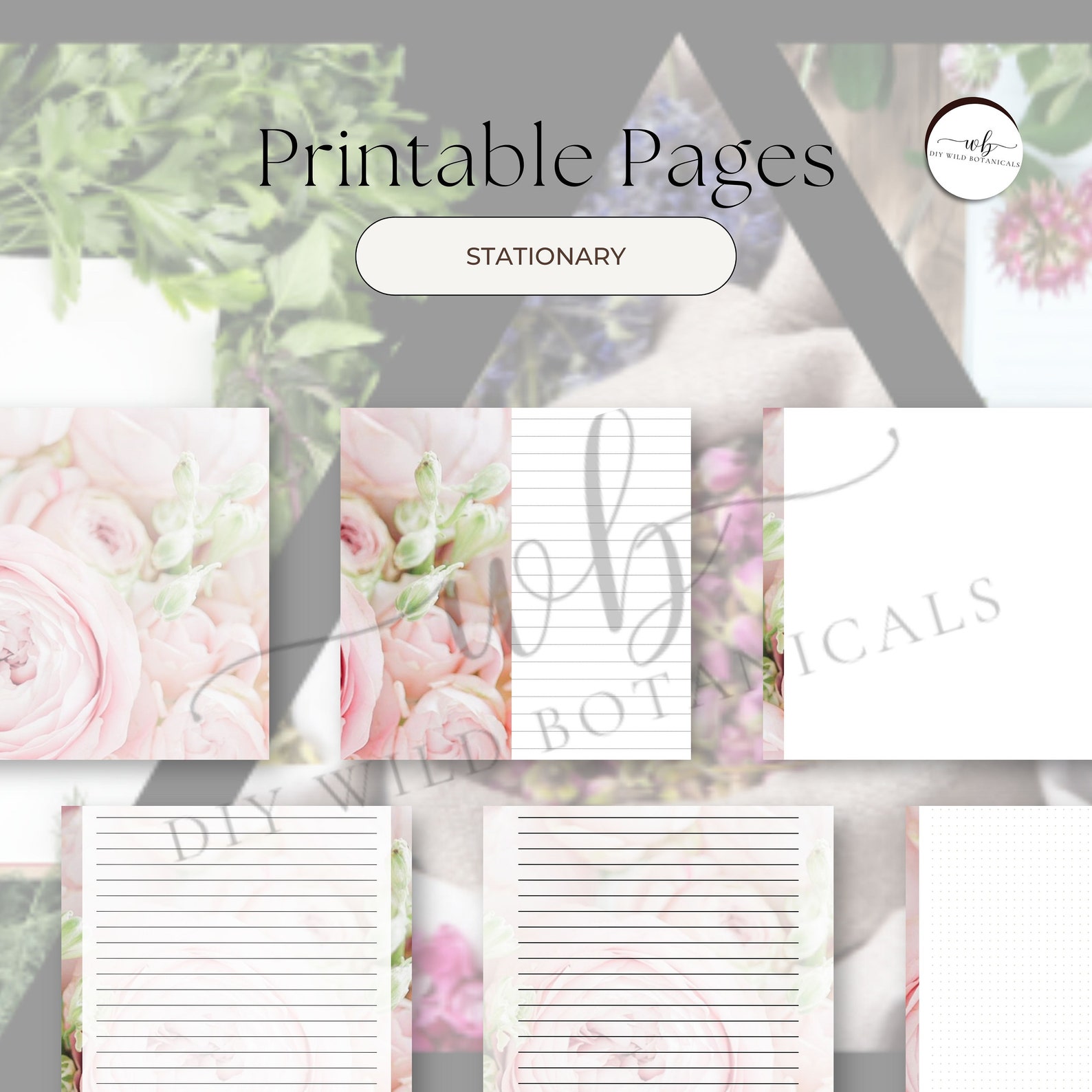 Rose Blooms, Printable Stationary Lined Paper, Printable Writing Paper ...