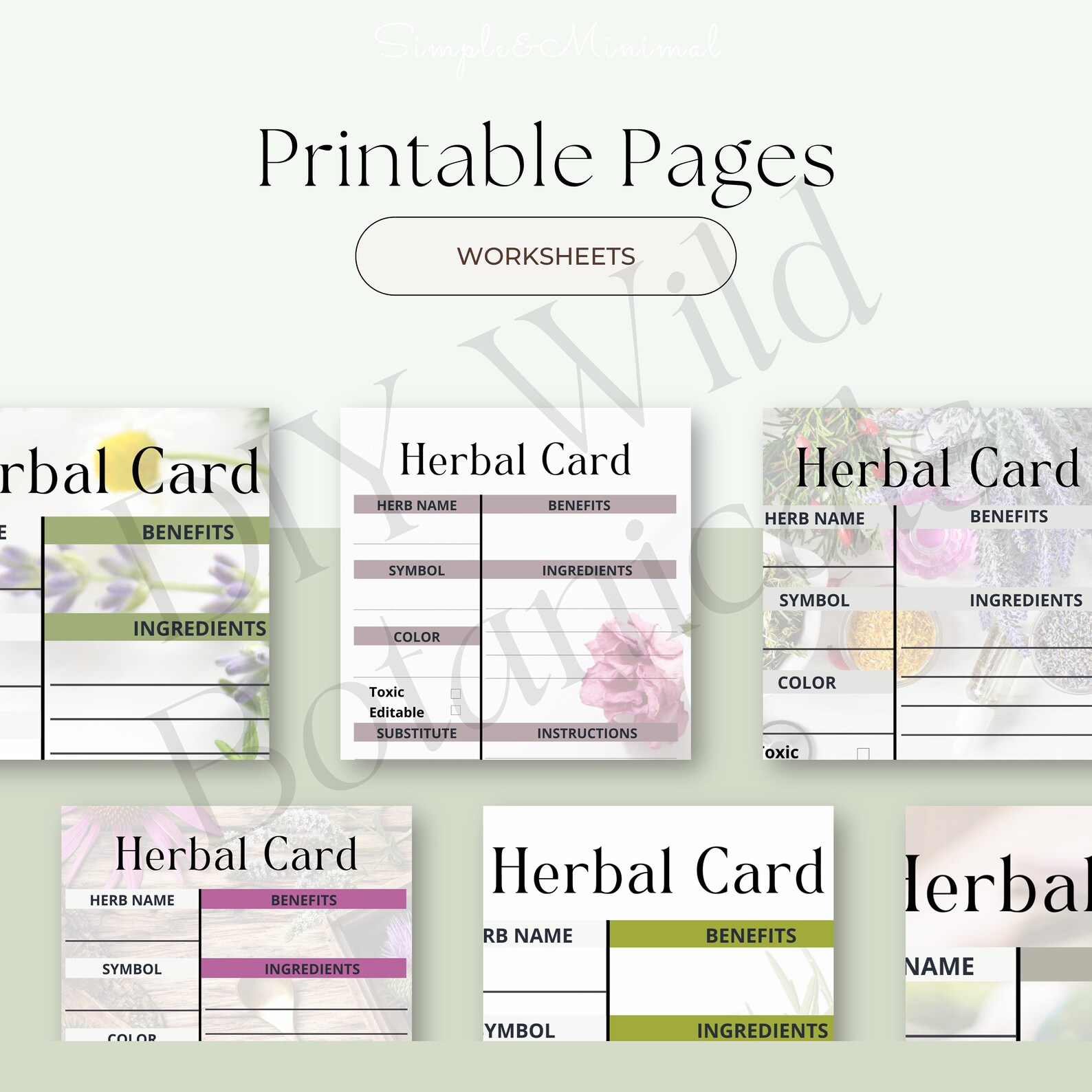 Printable Herb Forms, Herbal Worksheets, Herbal Home Apothecary Planner ...