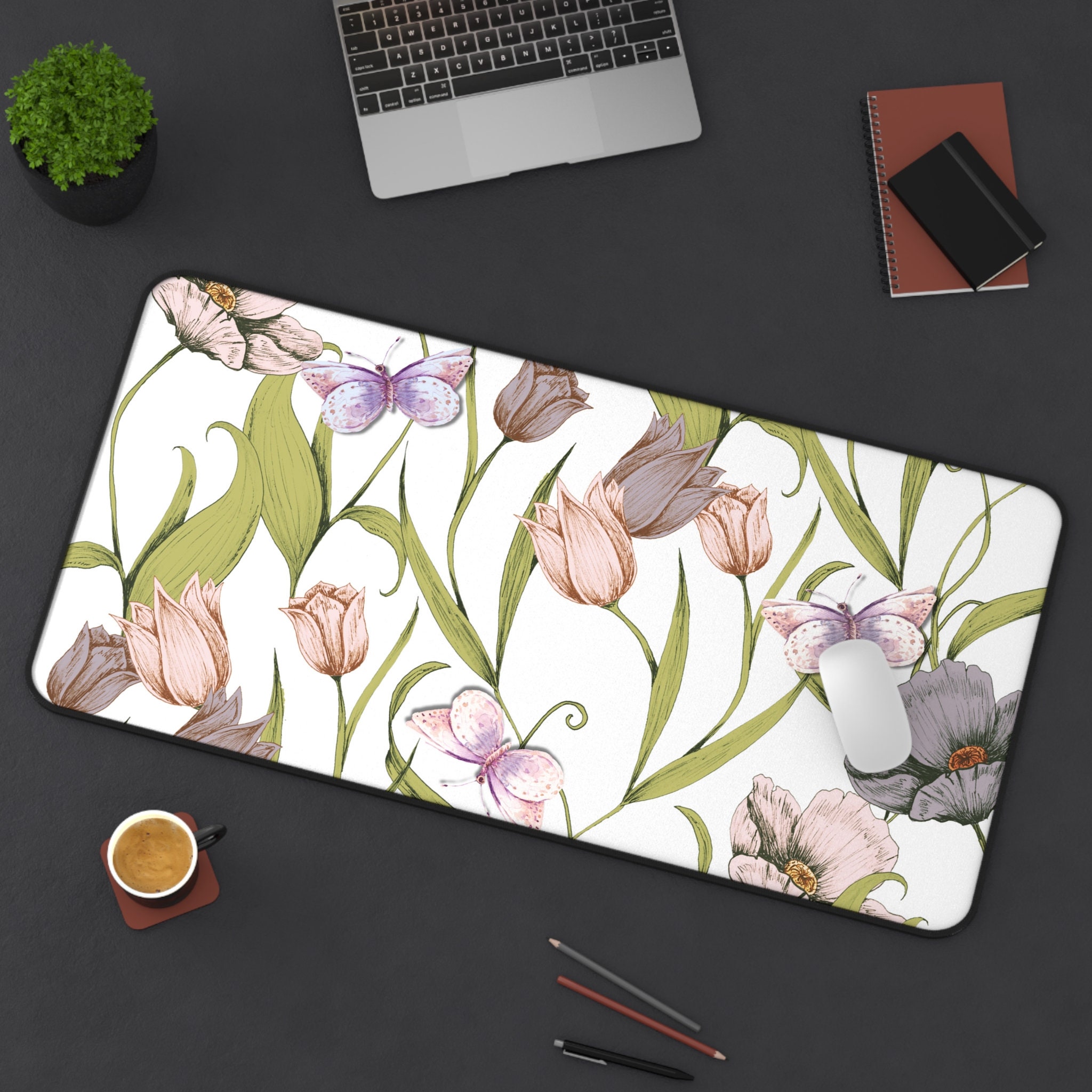 Botanical Desk Mat, Cubical Decor, Cute Desk Accessory Aesthetic Desk ...