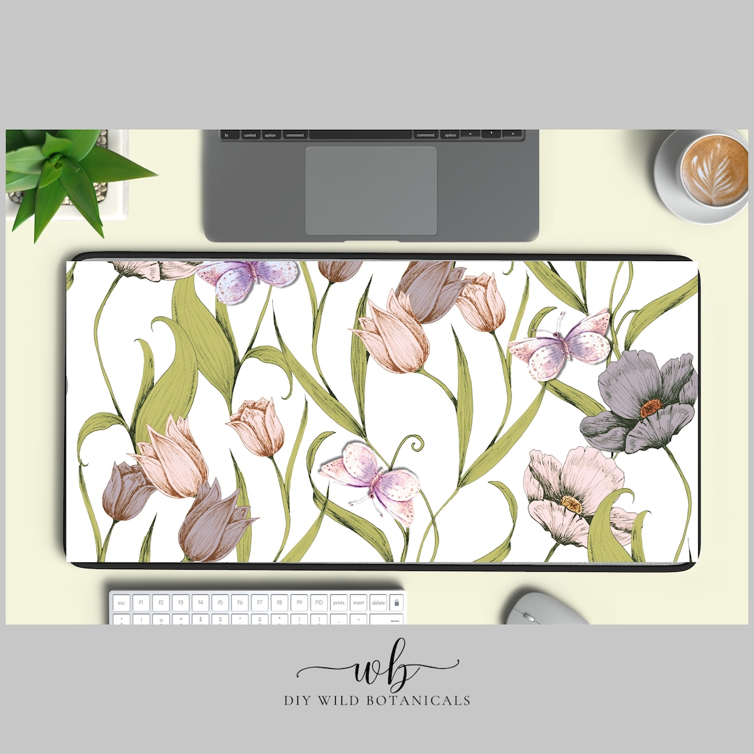Botanical Desk Mat, Cubical Decor, Cute Desk Accessory Aesthetic Desk ...