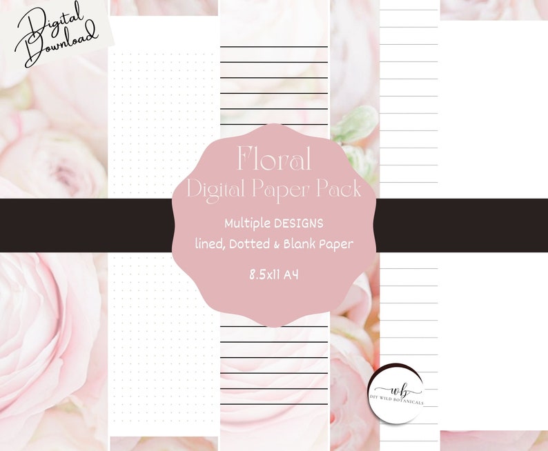 Rose Blooms, Printable Stationary Lined Paper, Printable Writing Paper ...