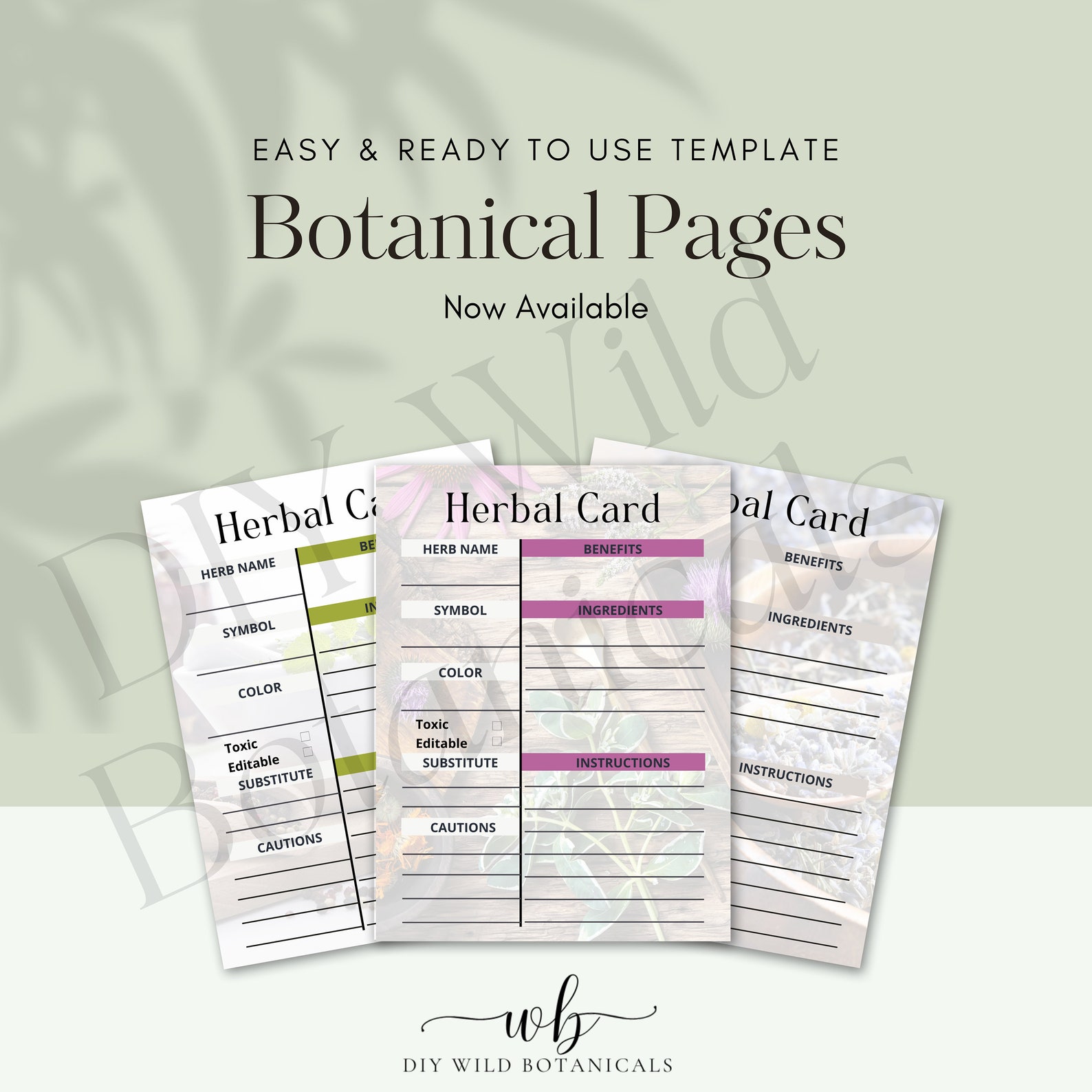 Printable Herb Forms, Herbal Worksheets, Herbal Home Apothecary Planner ...