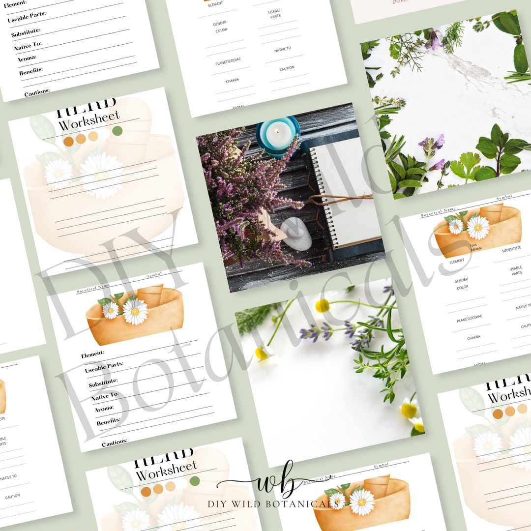Printable Worksheets Herb Journal Pages Herbal Remedy - Etsy