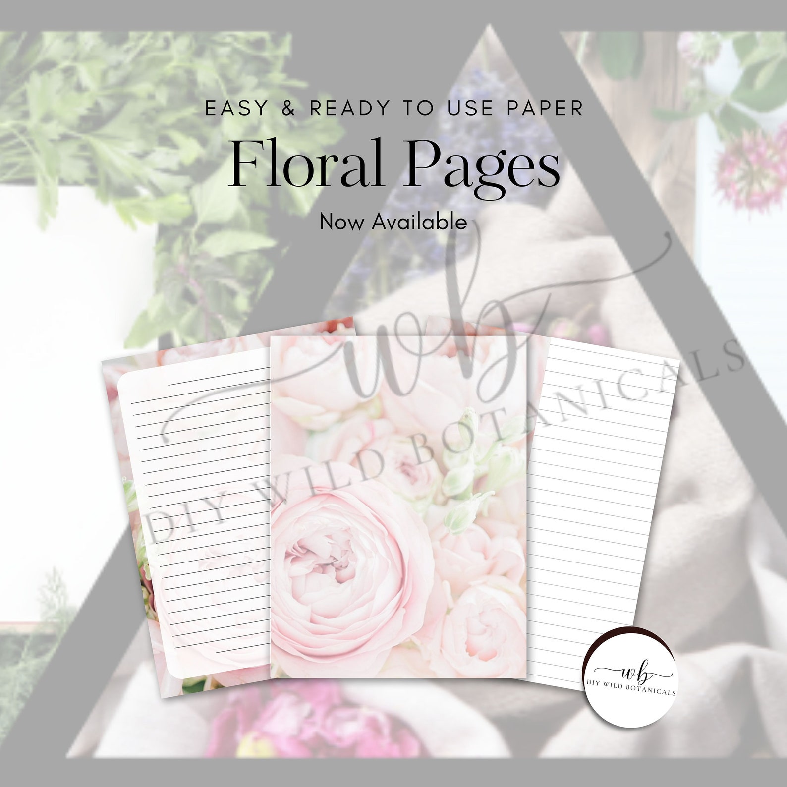 Rose Blooms, Printable Stationary Lined Paper, Printable Writing Paper ...