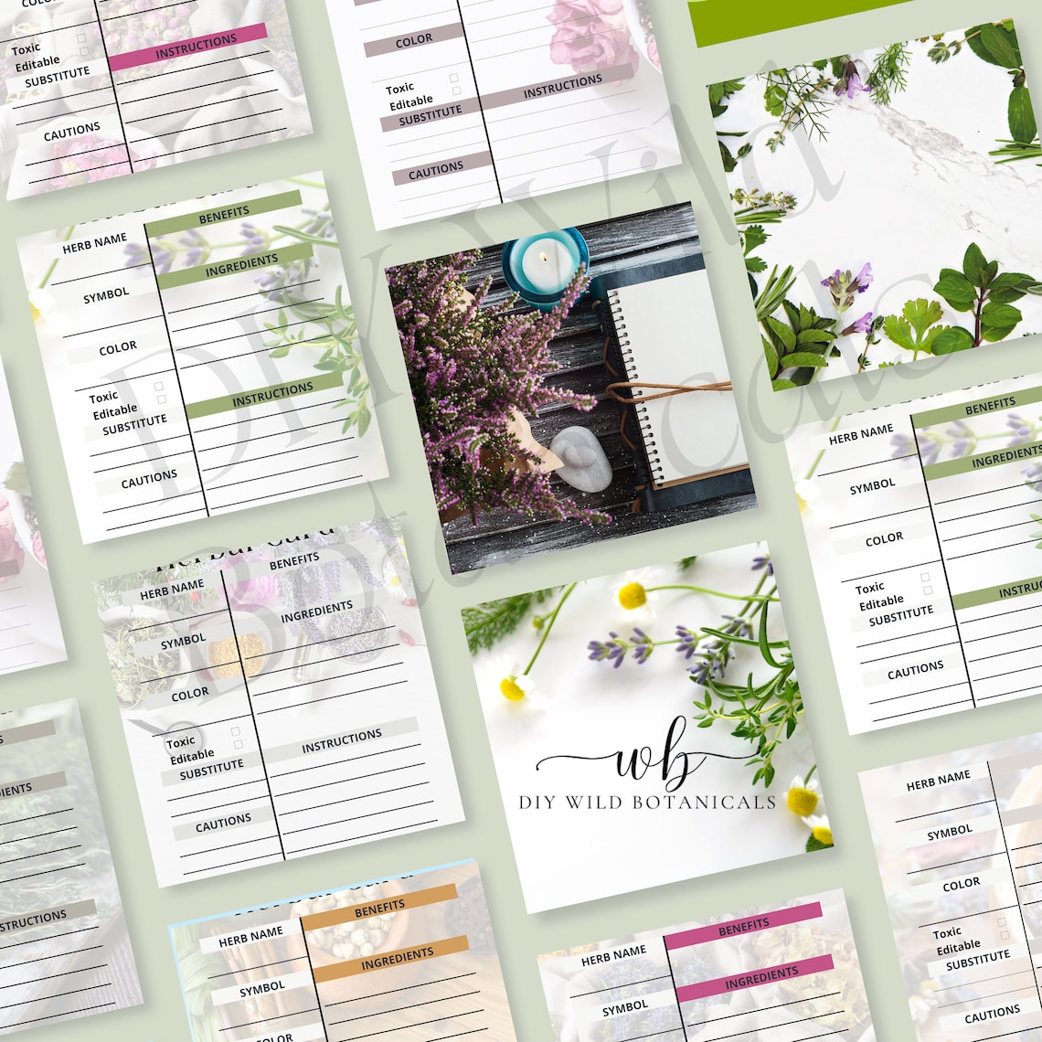 Printable Herb Forms, Herbal Worksheets, Herbal Home Apothecary Planner ...