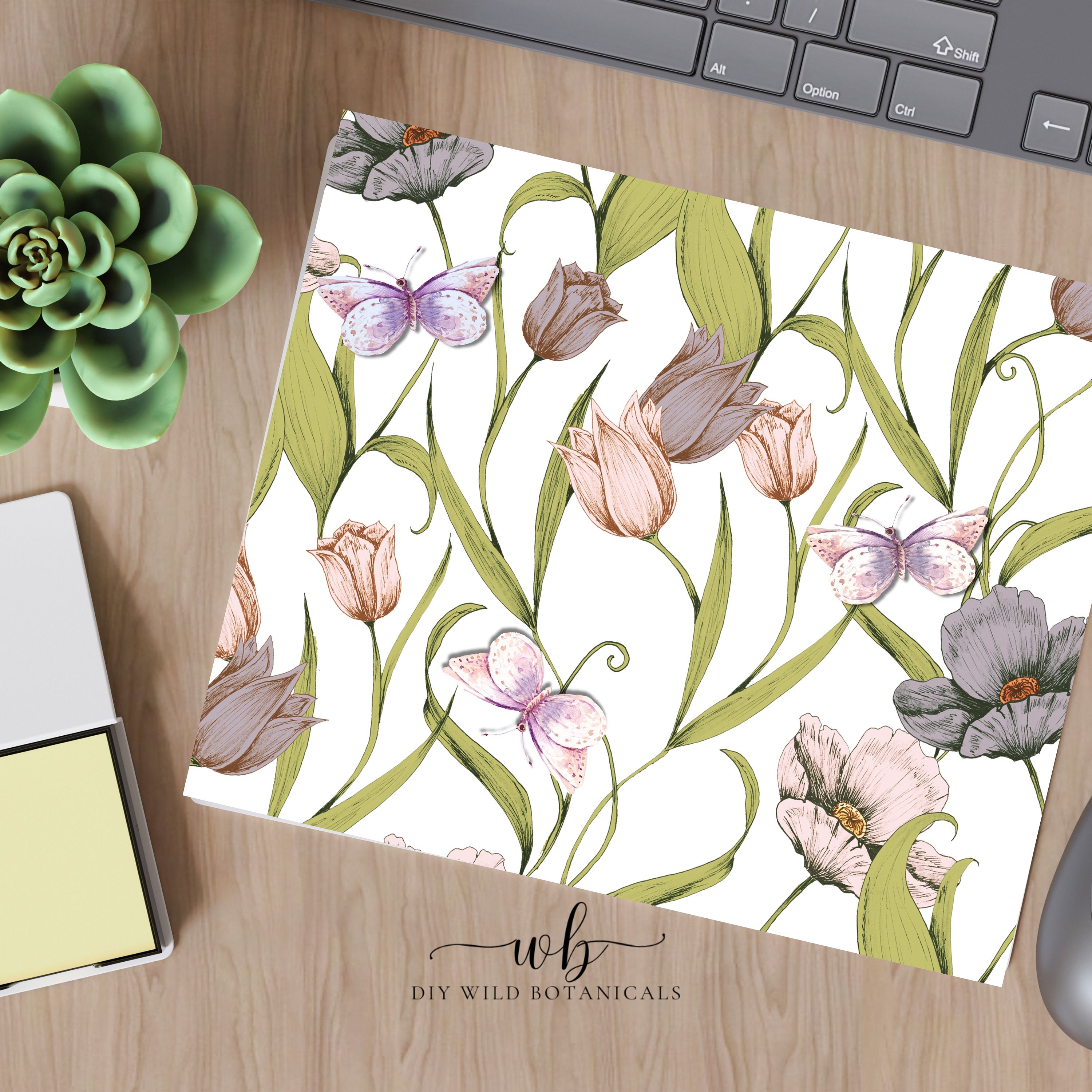 Botanical Desk Mat, Cubical Decor, Cute Desk Accessory Aesthetic Desk ...