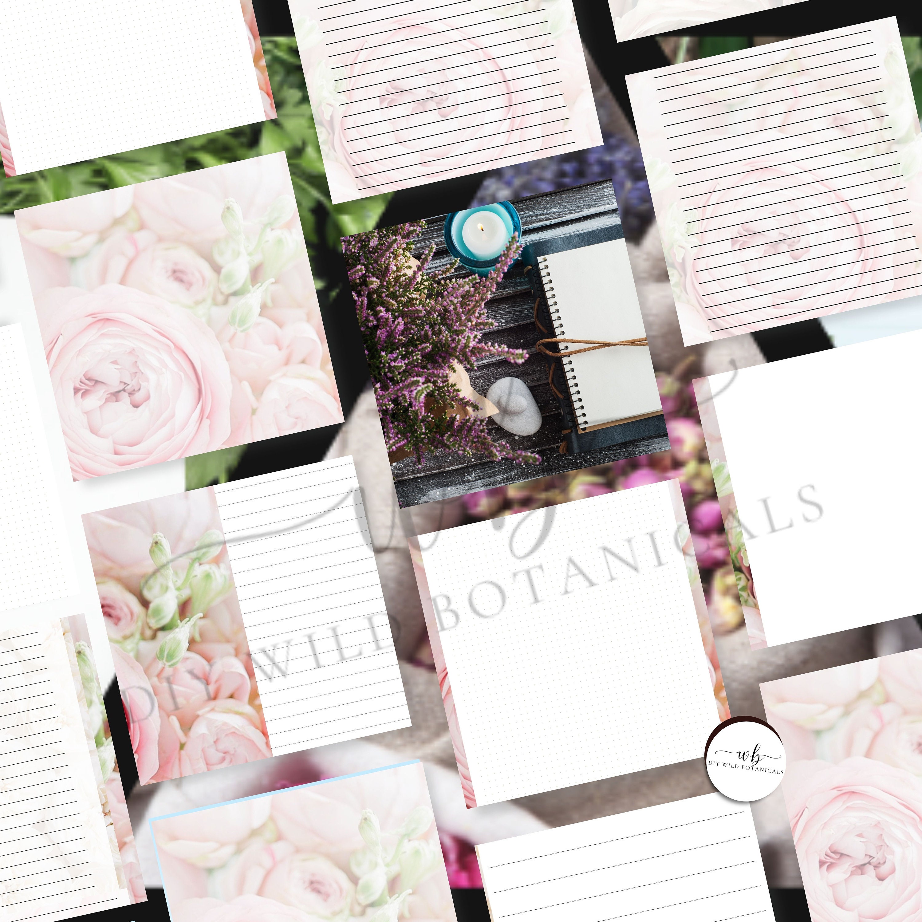 Rose Blooms, Printable Stationary Lined Paper, Printable Writing Paper ...