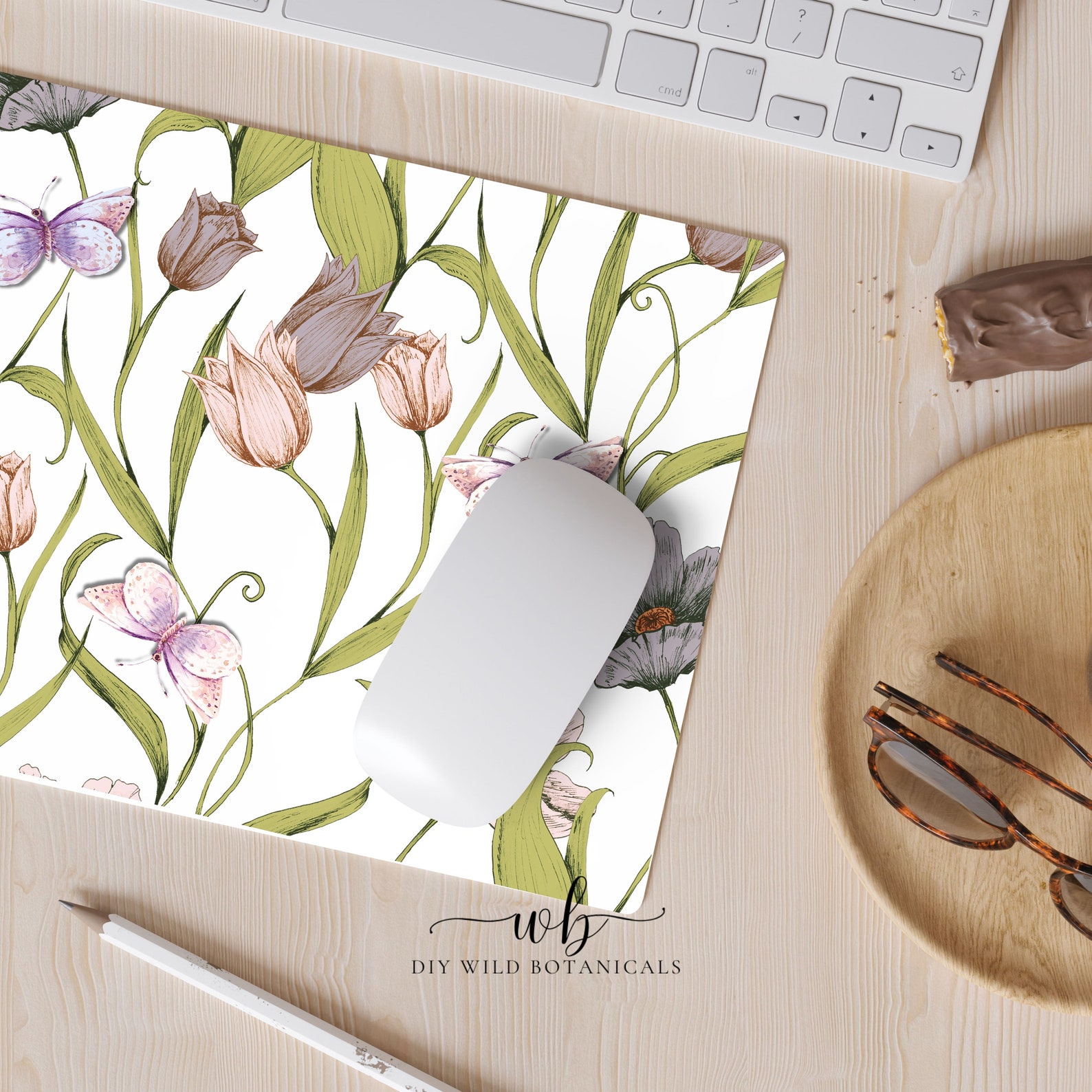 Botanical Desk Mat, Cubical Decor, Cute Desk Accessory Aesthetic Desk ...