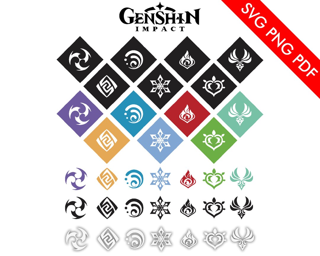 Genshin Impact Element Icons SVG Cut File Vector Genshin - Etsy