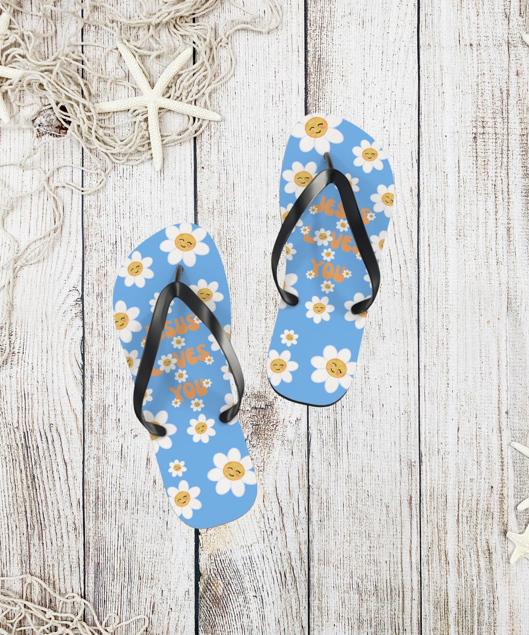 Jesus Loves You Flip Flops, Floral Christian Flip Flops, Faith Based ...