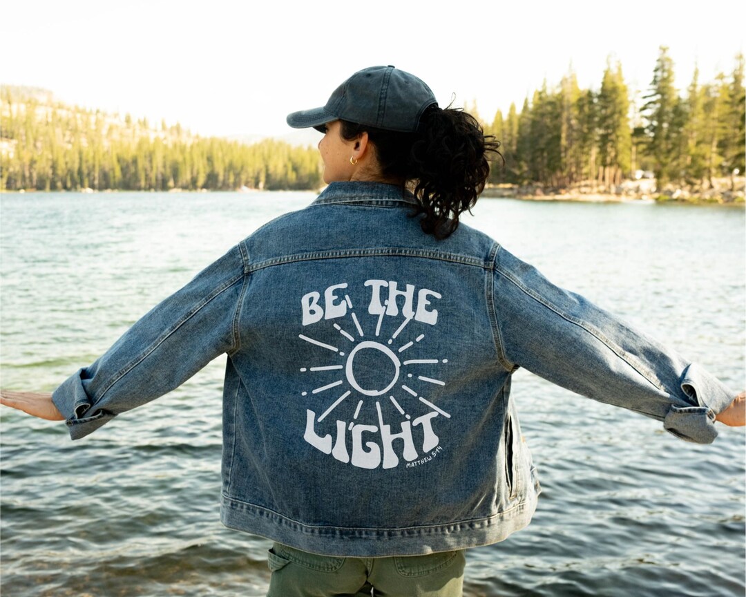 Be the Light Jacket, Jesus Denim Jacket, Christian Jean Jacket, Bible ...