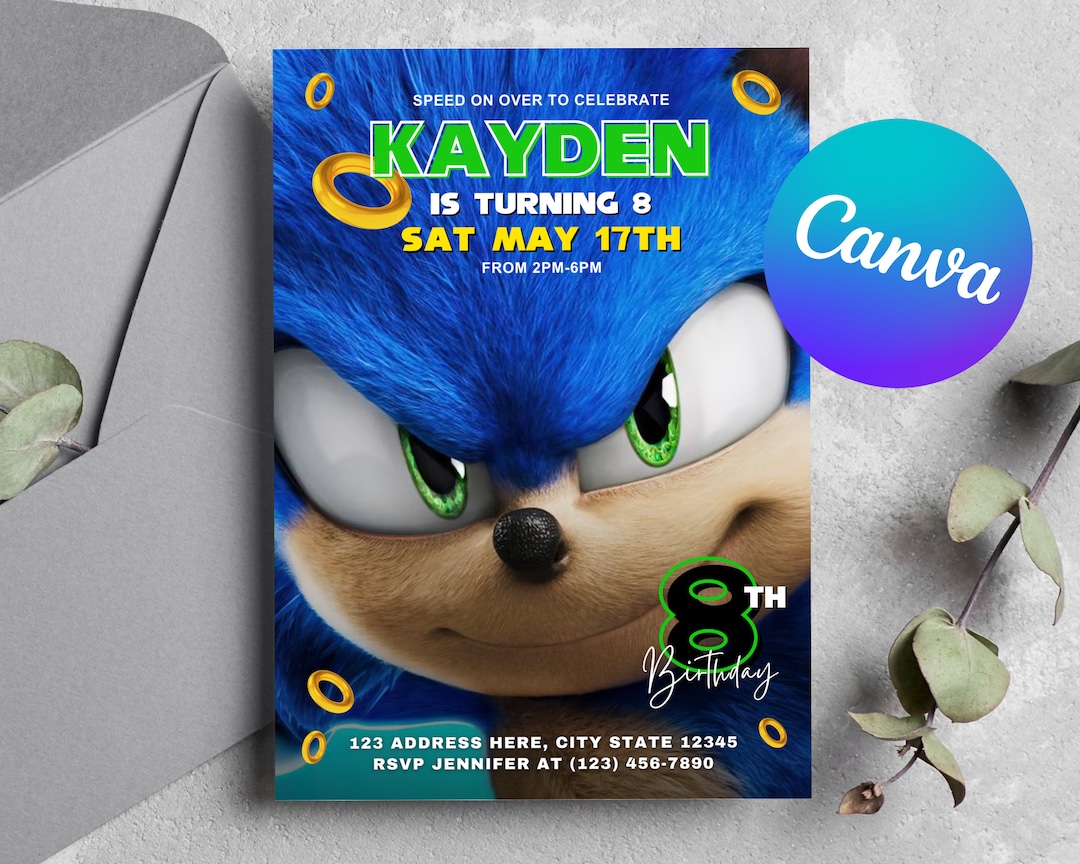 Sonic Invitation, Sonic the Hedgehog Birthday Party Invitation, Instant ...