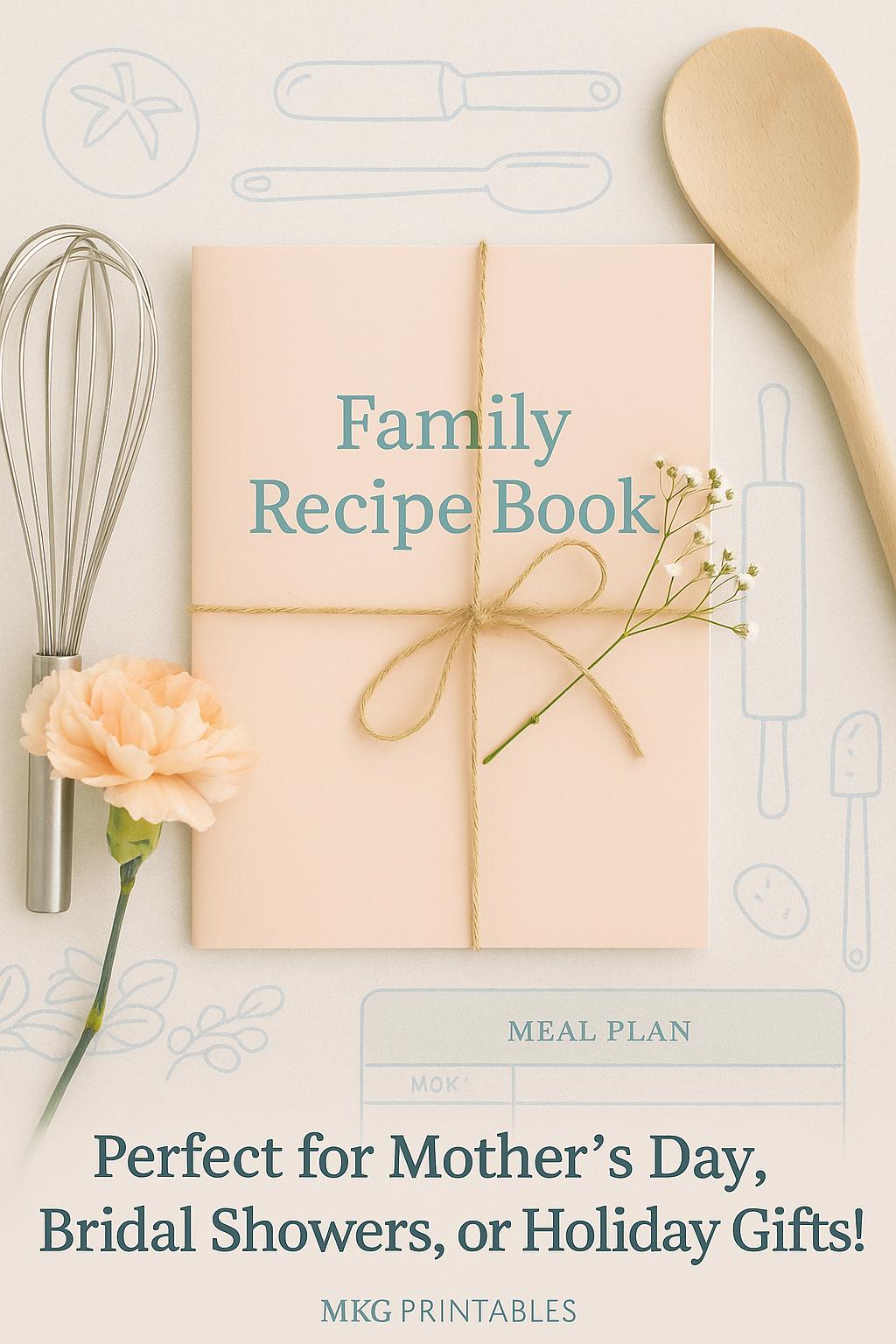 Editable Family Recipe Book Template | Printable PDF Binder Pages ...