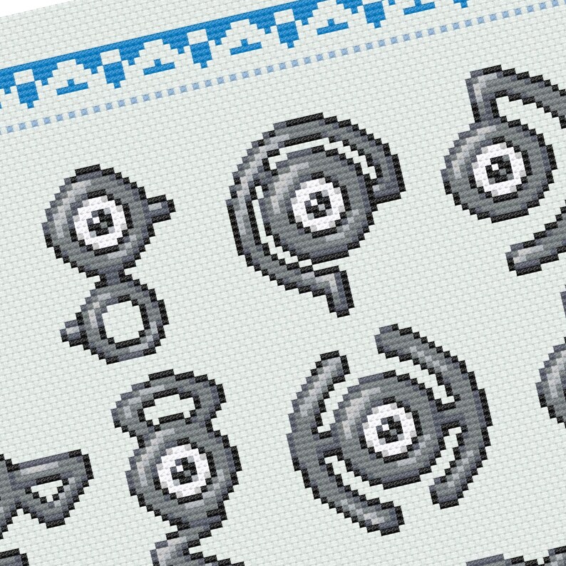 Unown Alphabet Gamer Cross Stitch Pattern Embroidery Stitching Guide ...