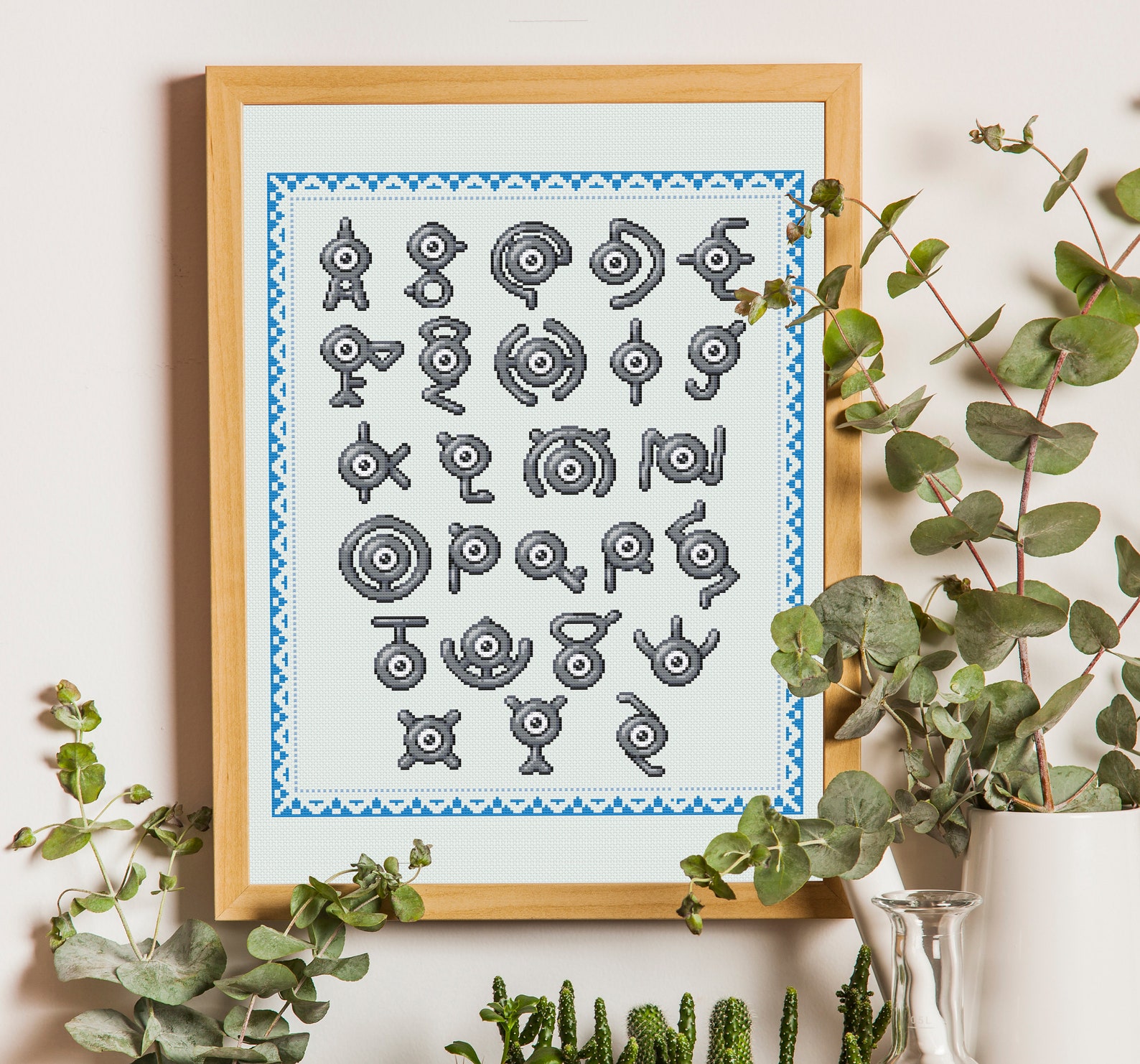 Unown Alphabet Gamer Cross Stitch Pattern Embroidery Stitching Guide - Etsy