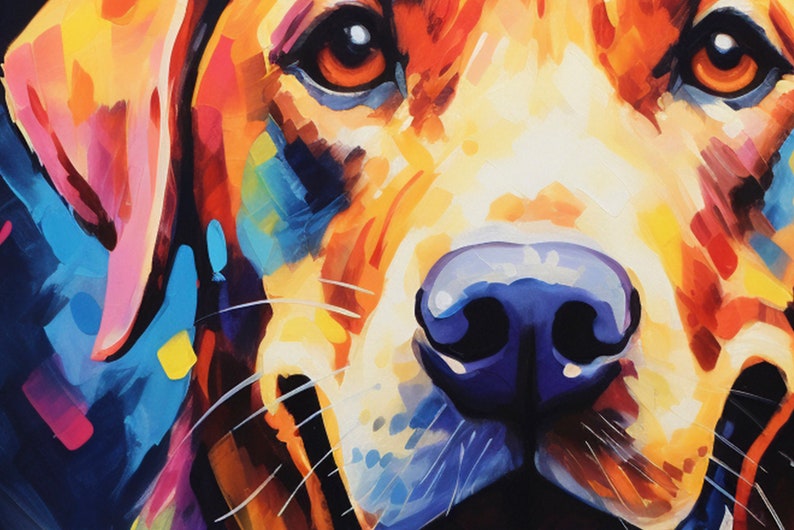 Golden Labrador Art Print Vibrant Oil Painting Style - Etsy