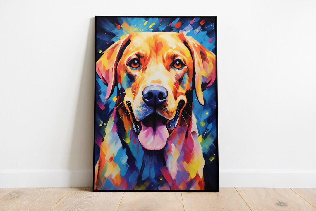 Golden Labrador Art Print Vibrant Oil Painting Style - Etsy