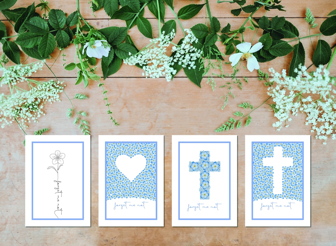 Set of 8 Forget Me Not Greeting Cards, A7 Blank W/envelopes. Love ...