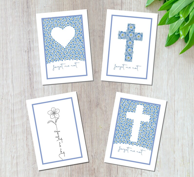 Set of 8 Forget Me Not Greeting Cards, A7 Blank W/envelopes. Love ...