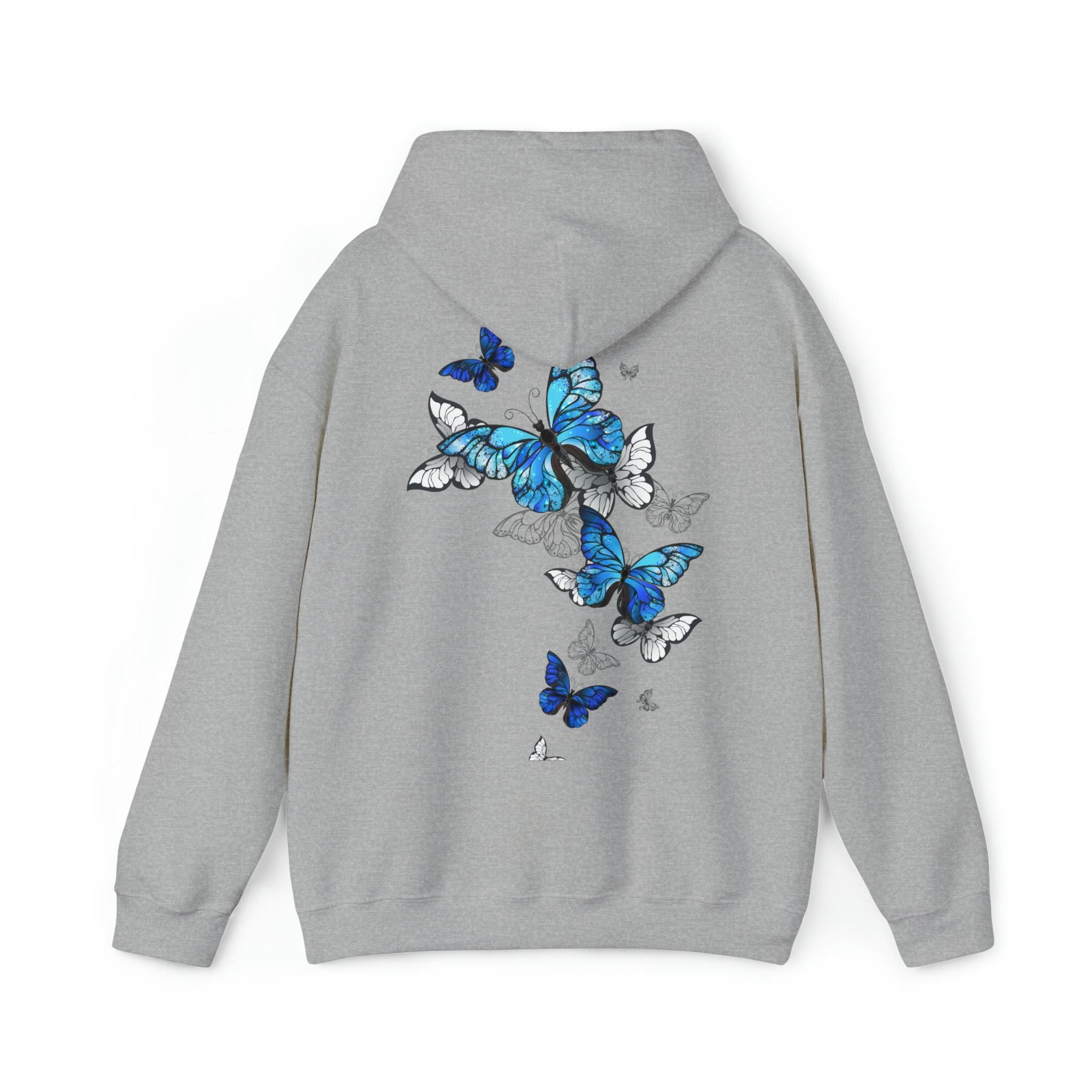 Unisex Butterfly Hoodie Blue Butterfly Backprint Basic - Etsy