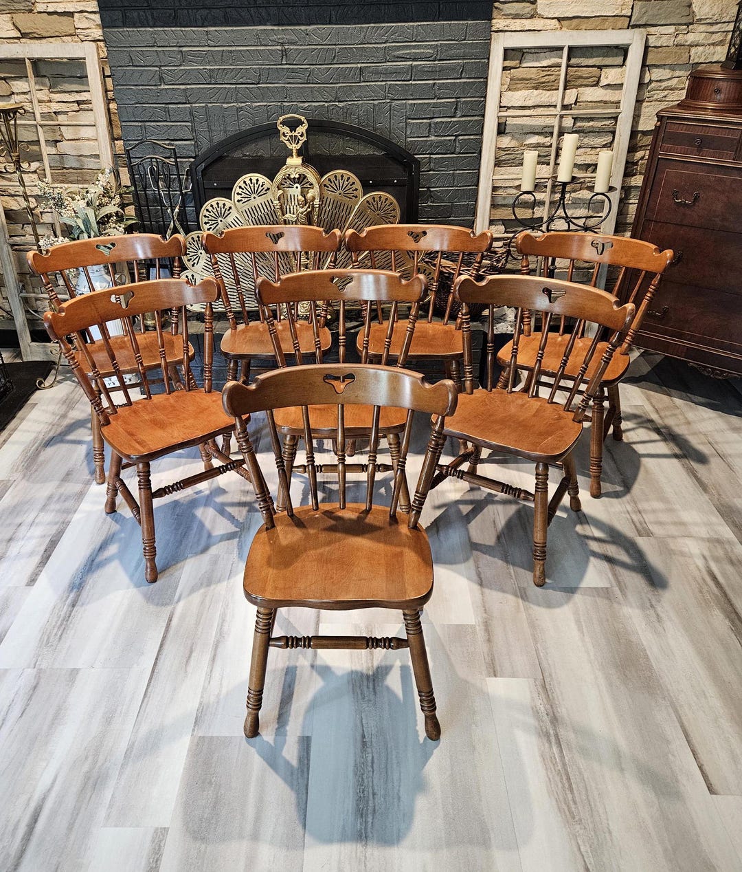 Tell City Solid Hard Rock Maple Colonial Style Windsor Back Spindle ...