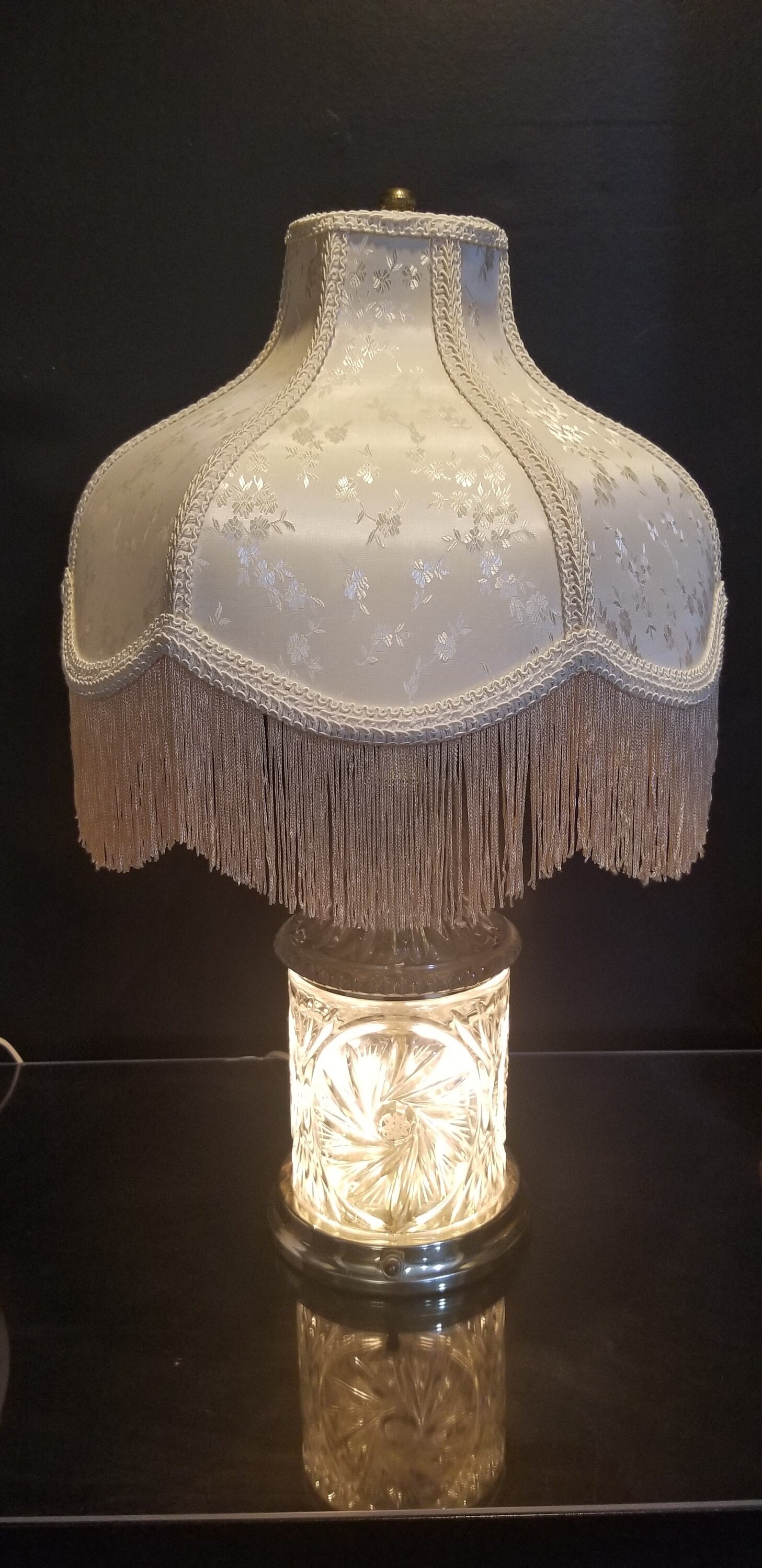 Vintage Lead Crystal Cut-glass Dual Light Lamp With Pinwheel - Etsy