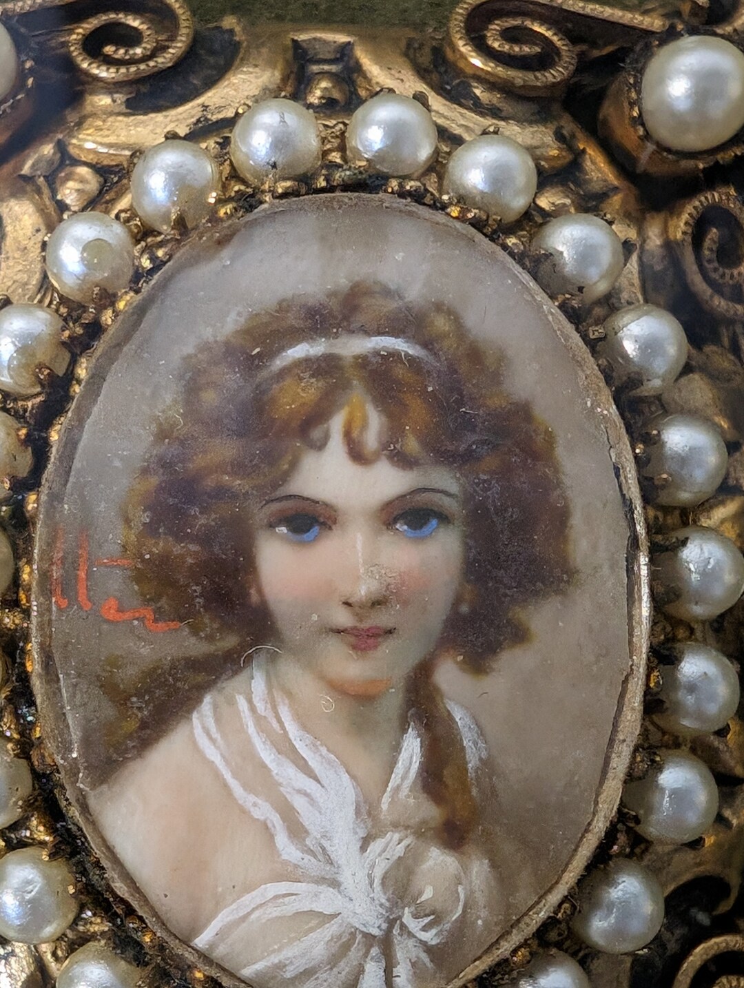 Vintage Pair of Originals by Robert Hand-painted Portrait Brooches in ...