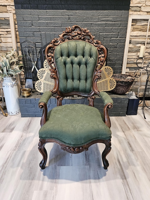 Antique high back chair store