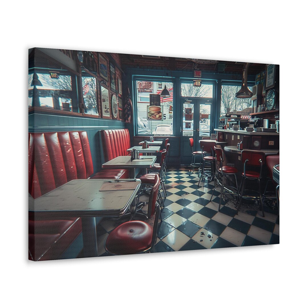 AUS American Classic Diner 1950 "canvas" Diner Decor, Checkered Floor ...