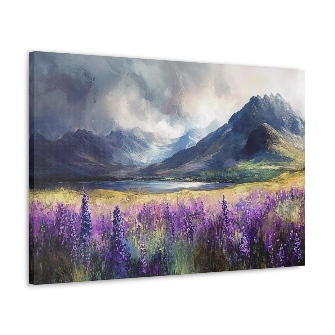 Scottish Highland Canvas Print: Isle of Skye Mountain & Wildflower Art ...