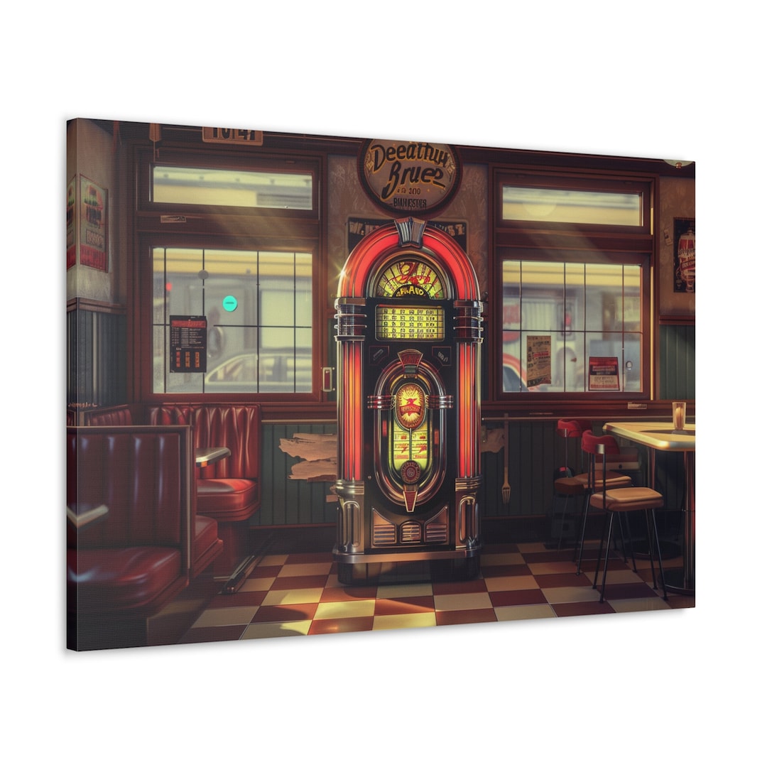 Nostalgic Diner Jukebox "canvas" 50s Diner Aesthetic, Diner Decor ...