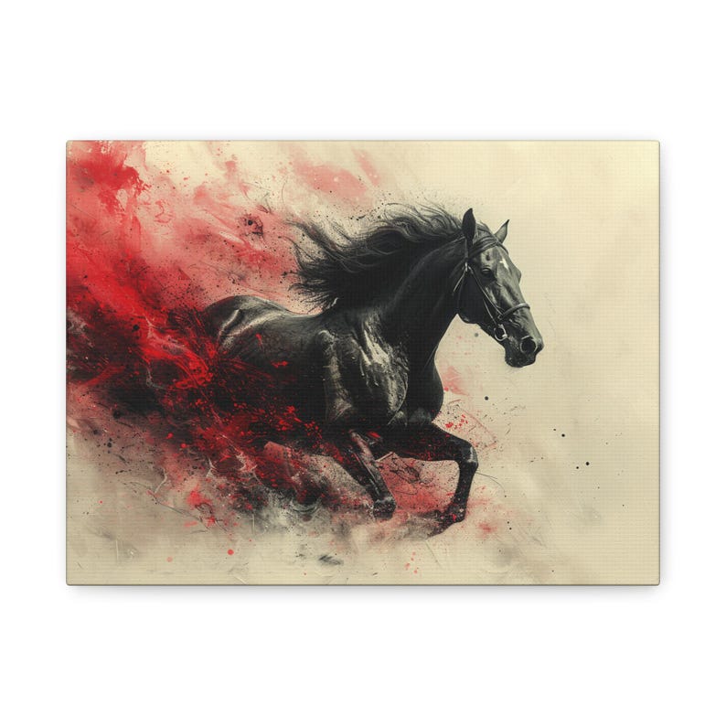 Wild Horse Canvas Art | Red Splash Equestrian Wall Decor, Matte Print ...