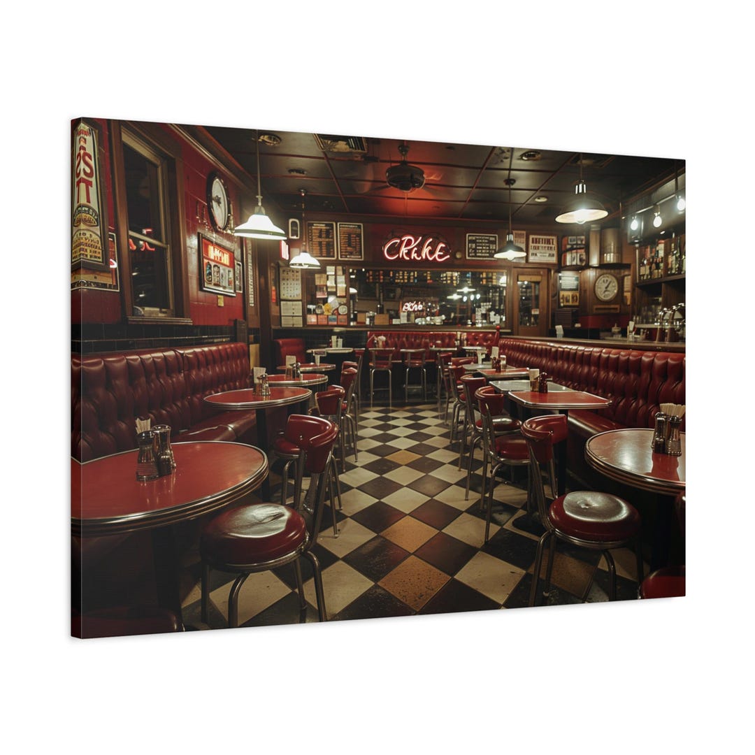 Canvas Print, 1950 Classic Diner Vibes Wall Art, Retro Kitchen Decor ...