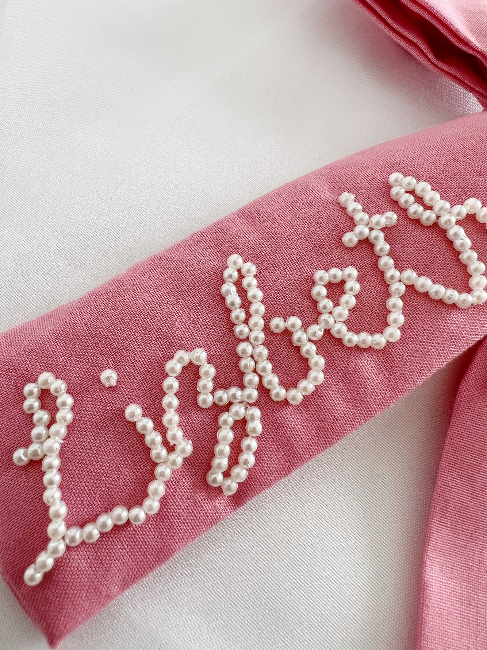 Custom Hand Beaded Name Bow Selenemotaaccessories. Birthday Gift. Pearl ...