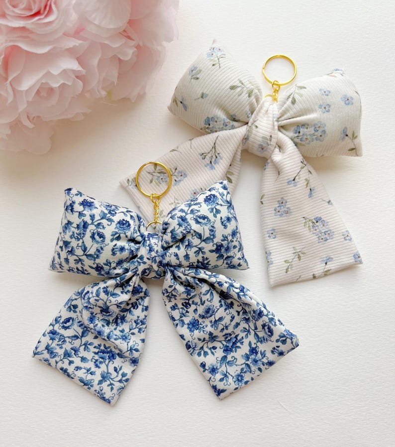 Puffy Bow Keychain Handbag Charm Cute Keychains Custom Initial Bow ...