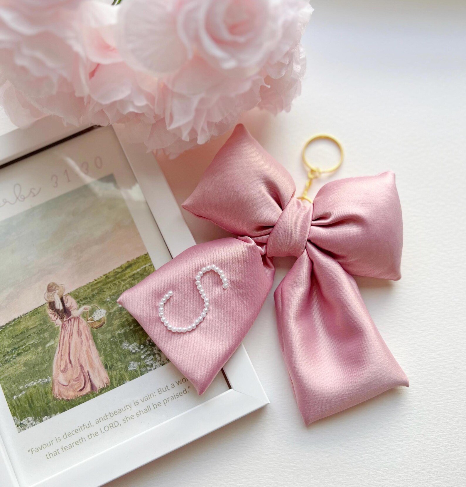 Puffy Bow Keychain Handbag Charm Cute Keychains Custom Initial Bow ...