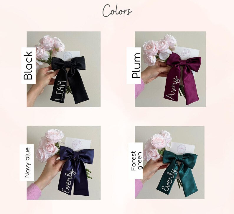 Custom Name Bow Personalized Bow Flower Girl Bow Custom Bow Custom Hair Bow Beaded Name Bows for ...