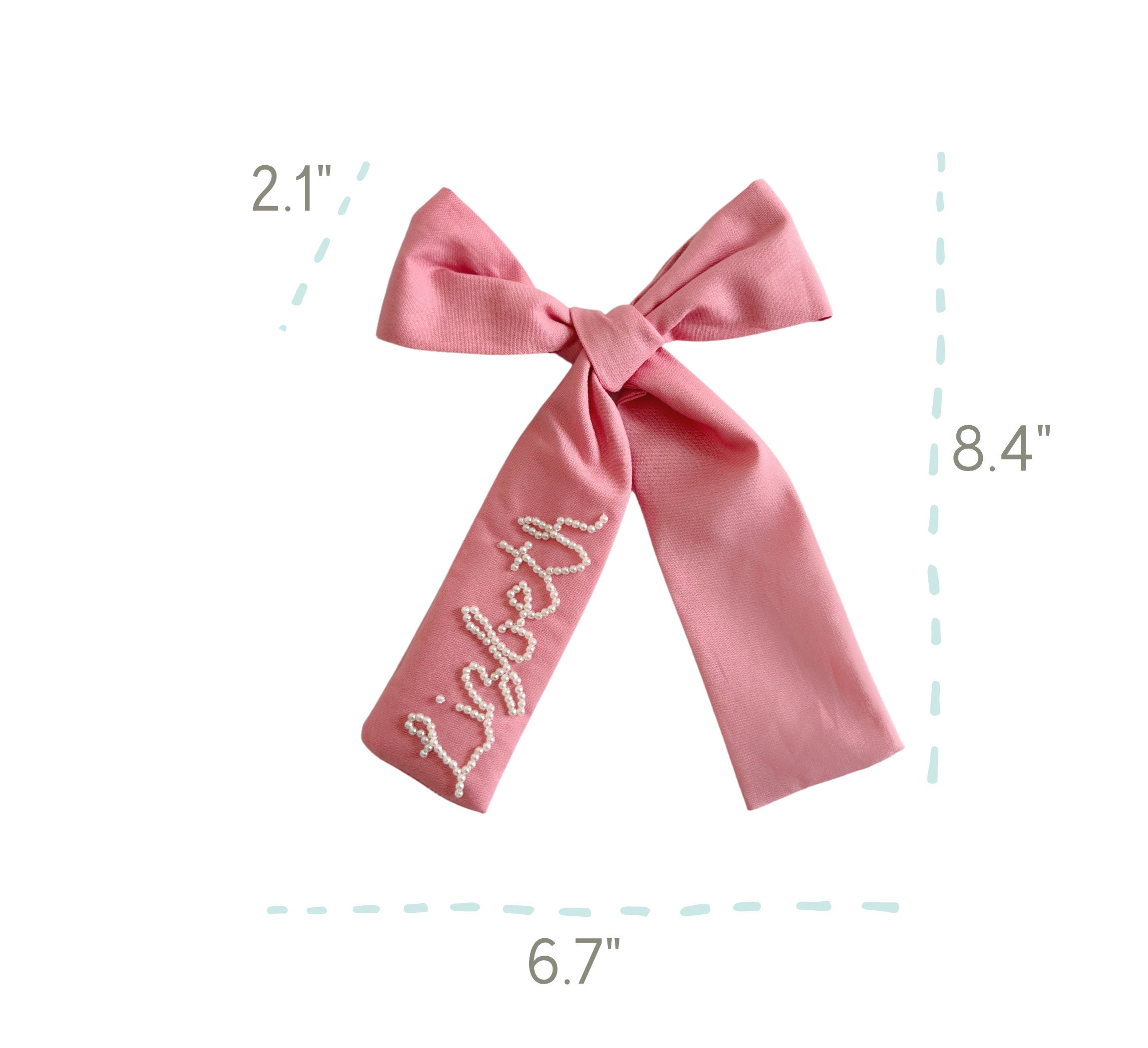 Custom Hand Beaded Name Bow Selenemotaaccessories. Birthday Gift. Pearl ...