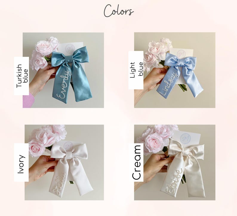 Custom Name Bow Personalized Bow Flower Girl Bow Custom Bow Custom Hair Bow Beaded Name Bows for ...