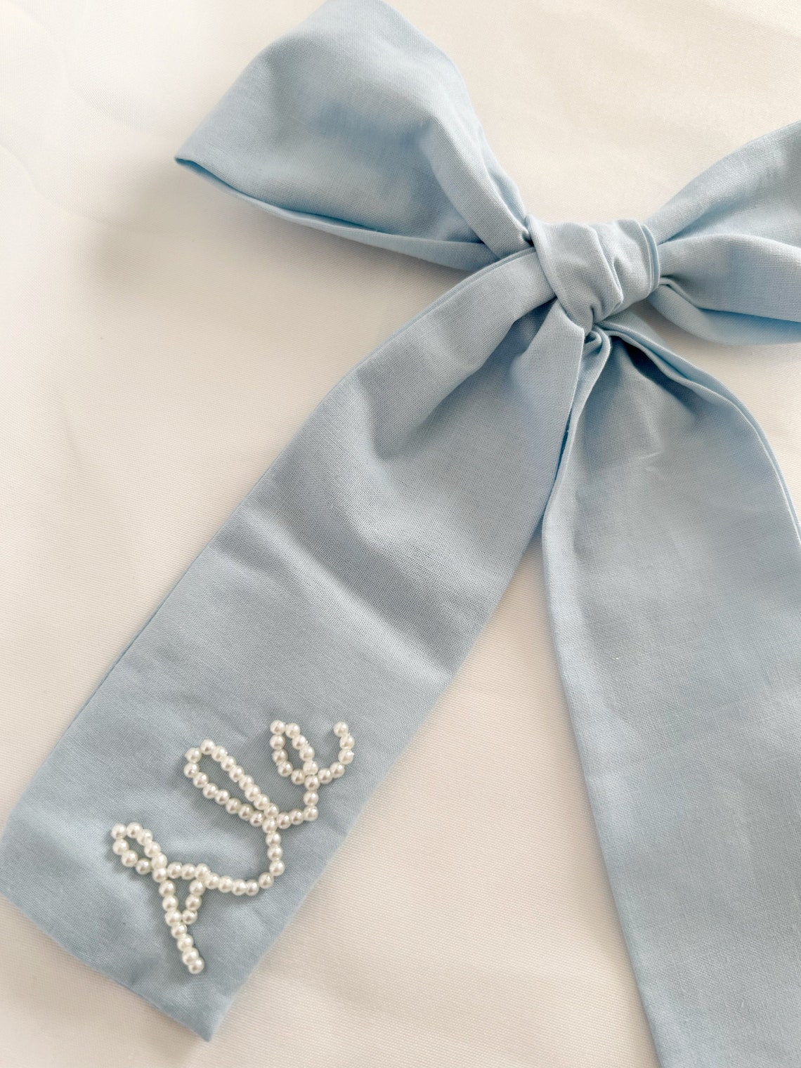 Custom Hand Beaded Name Bow Selenemotaaccessories. Birthday Gift. Pearl Girl Bow. Personalized ...
