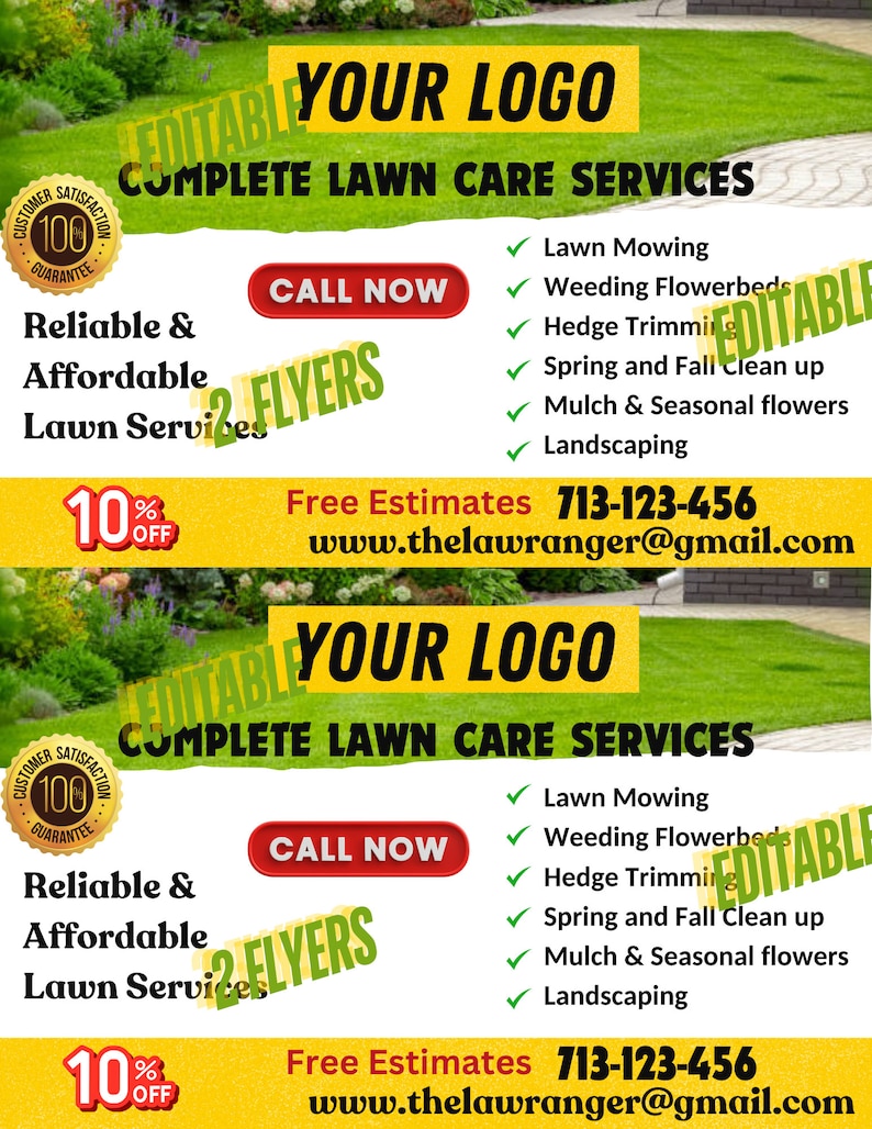 Lawn Care Flyer, Template Design, Downloadable, Lawn Service Flyer ...