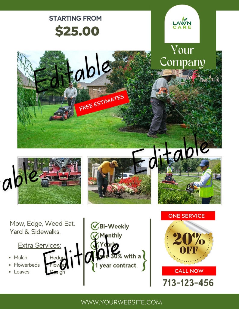 Lawn Care Flyer, Template Design, Downloadable, Lawn Service Flyer ...