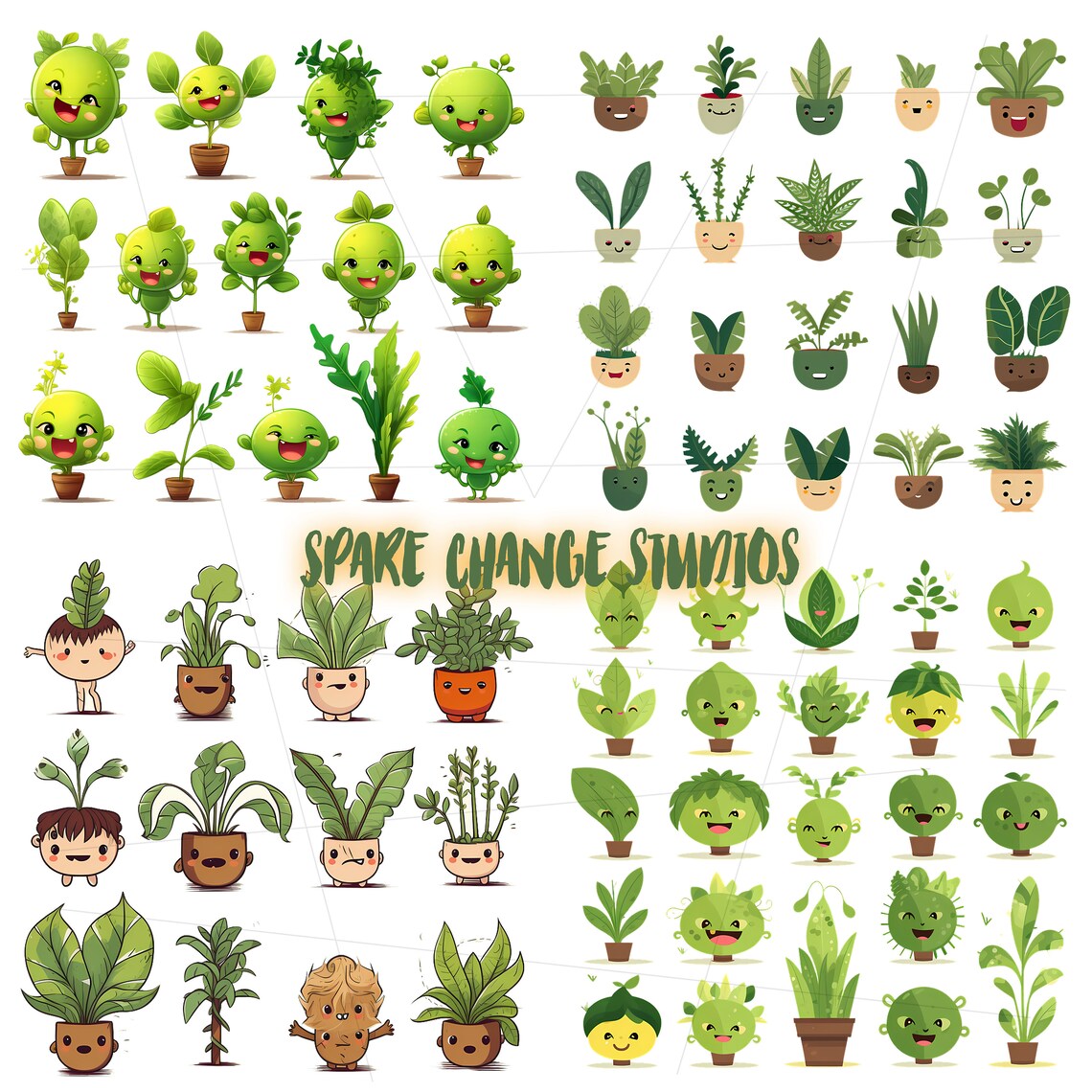 CUTE 198 Animated Plant Clipart Images | Cartoon Style Sticker Pack ...